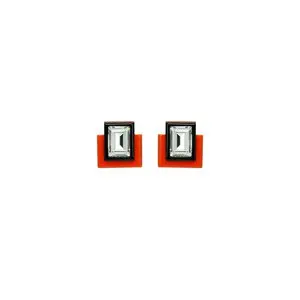 GISSA BICALHO Deco Rectangular Stone Earrings - Orange