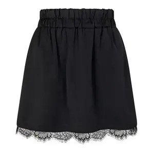 LANGNER Lace Trim Satin Mini Skirt