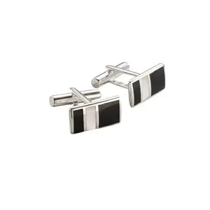 POSH TOTTY DESIGNS Black / White / Silver Onyx And Mother-of-pearl Cufflinks - Black/white/silver