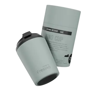 Fressko Bino 8oz / 227ml Reusable Coffee Cup, Ceramic Sage - Green