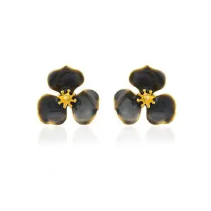 MILOU JEWELRY Bloom Flower Stud Earrings - Grey