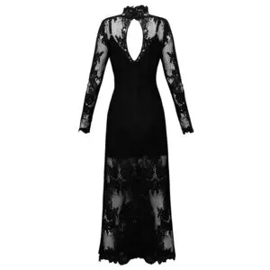 ALINA CERNATESCU Nuvia Long Lace Evening Dress - Black