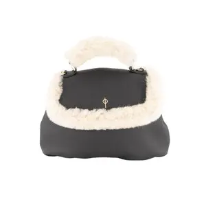 OTRERA Crossbody Bag With Fur Detail - Black