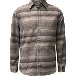 VUSTRA Grey / Brown Shasta Stripe Button-down Light Flannel Shirt