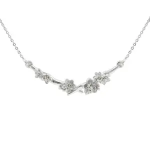 LEE RENEE Cherry Blossom Branch Necklace - Grey/silver