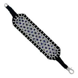 ARTISAN Artisan Sapphire And Diamond Statement Bracelet In Sterling Silver With Black Cord Black/blue/white
