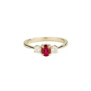 JUVETTI  Juvetti Oval Ruby And Diamond Three-Stone Ring In White Gold Silver/white/red