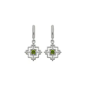 ZOË & MORGAN Silver Chrome Diopside Centred Earrings - Silver/green