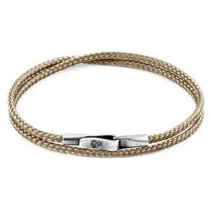 ANCHOR & CREW Sand Liverpool Silver & Rope Bracelet - Brown