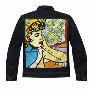 ZASTASTUDIO Denim Jacket With Kashmiri Silk Artwork - Yellow