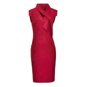 SMART AND JOY V-neck Suede Dress