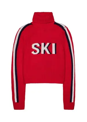 ELLSWORTH + IVEY Ribbed Jade Turtleneck Cropped Sweater - Red