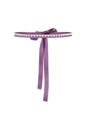 TIA DORRAINE Crystal-embellished Self-tie Belt - Purple