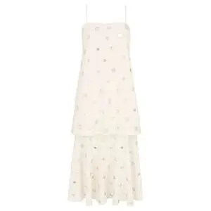 POLKO Mirror-embellished Cotton Dress - Gray/white