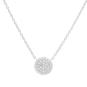 KAMARIA Pavé Crystal Disk Necklace - Silver