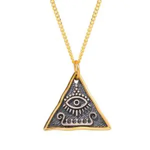 EBRU JEWELRY Spiritual Evil Eye Triangle Pendant Necklace Gold/silver