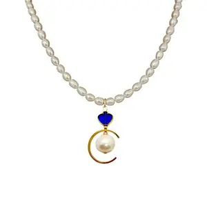 ARACHELI STUDIO Spade Pearl Pendant Necklace - Blue