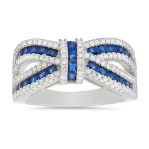 KYLIE HARPER Sterling Love Knot Ring With Sapphire Cz - Silver