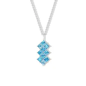 JEWELBIRD 14k White Gold Topaz Pendant Necklace - Blue