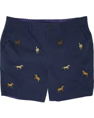 LORDS OF HARLECH Edward Horse Embroidery Shorts - Blue