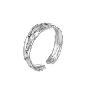 EVERY WAVE Magma Irregular Foil Textured Ring - Silver