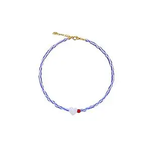 DESERT LOBBY Desert Lobby Beaded Necklace With Murano Glass Heart Blue/white/red