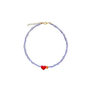DESERT LOBBY Desert Lobby Beaded Necklace With Murano Glass Heart Blue/white/red