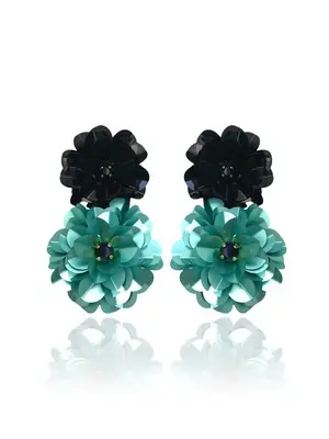 PINAR OZEVLAT Blossom Drops & Sea Foam Earrings - Black