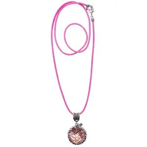 GEM KINGDOM Sterling Silver & Mirrored Glass Necklace - Silver/pink