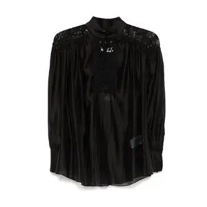 NISSA Lace-insert Lyocell Top