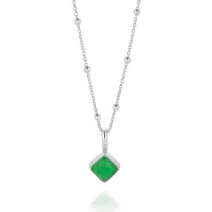 NELLOU JEWELLERY Diamond Chrysoprase Sterling Silver Necklace - Green