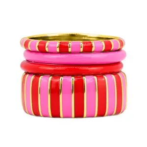 PINNOLE Enamel Ring Stack - Pink/red
