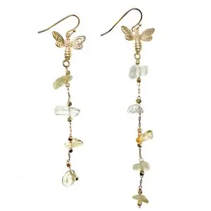 FARRA Citrine Butterfly Charm Elongated Earrings - Orange