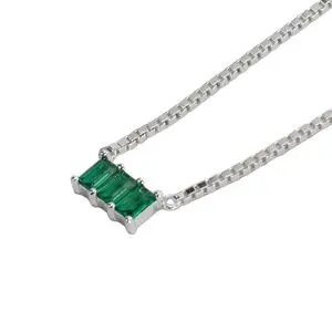 NASI SILVER Kadima Baguette Necklace Spinel Silver Green