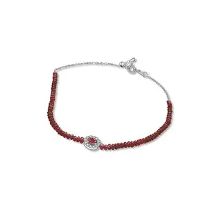 GENEVIEVE COLLECTION 18k Gold Ruby And Diamond Beaded Bracelet