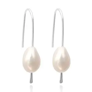 KIRI & BELLE Mimi Pearl Drop Wire Earrings - Silver