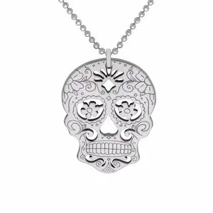 CARTERGORE Sugar Skull Pendant Necklace - Silver