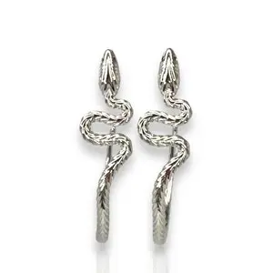 JAGGED HALO JEWELRY Serpent Hoop Earrings - Silver