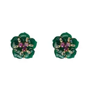 Bounkit Cordelia Stud Earrings - Green