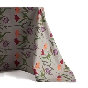 SOPHIE WILLIAMSON DESIGN Rectangular Tablecloth In Oversize Bold Flower Print On Light - Grey