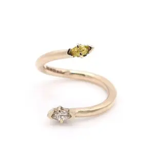 GABRIELLA ALICIA 9 Carat Gold Toi Et Moi Wrap Ring With Sapphires - Gold/yellow