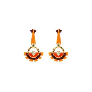 GISSA BICALHO Acrylic Hoop Dangle Earrings - Orange