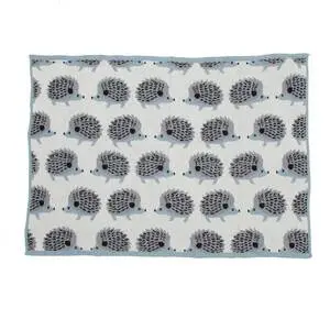 In2green Baby Cotton Knit Blanket Hedgehog - Blue