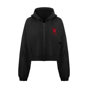 PCFG Destroyed Zip Up Hoodie - Black