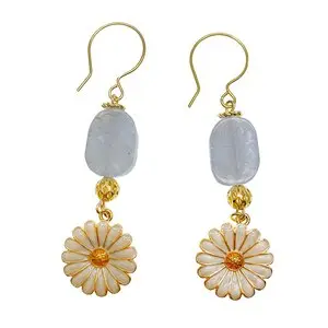 FARRA Blue Lace Agate Sunflower Dangle Earrings - Orange