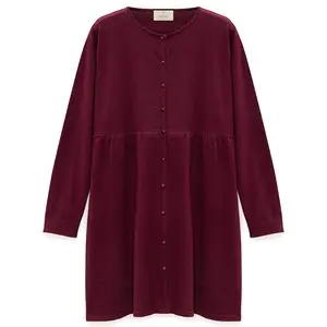 PERALUNA Shirred Mini Knit Shirt Dress - Purple