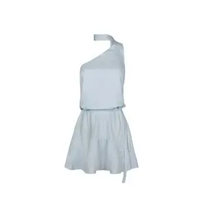 ANEMOIA Linen One Shoulder Mini Dress - Blue