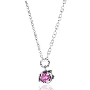 UNALOE Coleus Circulus Sterling Silver Leaf Pendant Necklace - Silver/pink