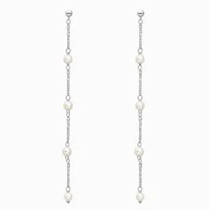 UNALOE Sterling Pearl Chain Drop Earrings - Silver