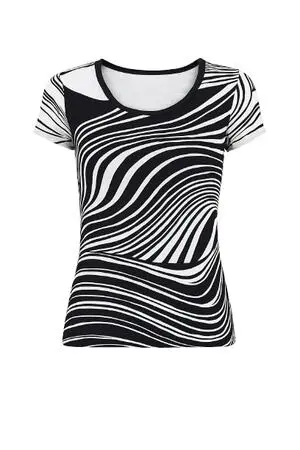 CONQUISTA Printed Round Neck Top